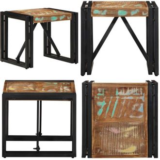 vidaXL Table basse multicolore 40x40x35 cm bois de récupération massif - Vidaxl