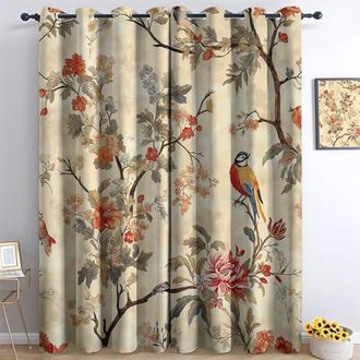 Generic Rideaux Occultants Chambre Fleur de Style Chinois élégant Motif 3D Imprimé 114L X 228H cm (2 Panneaux) Rideau Chambre Enfant Paysage Rideaux DéCoratio