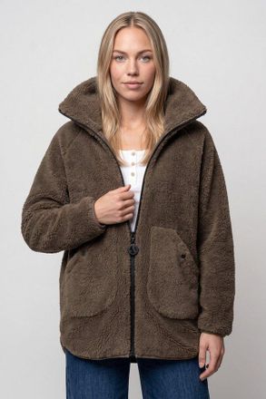 Alife And Kickin Fellimitatjacke Damen SariaAK T &Uuml;bergangsjacke, Jacke Dichter Teddyfleece, hoher Stehkragen, zwei aufgesetzte Taschen