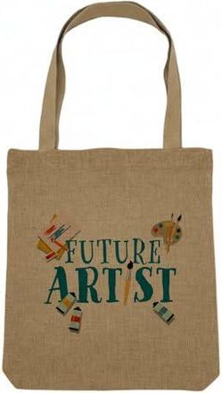 Fabulous Sac Shopping Tote Bag Aspect Lin - Future Artist Passion Art - Sac de Courses Toile Epaisse 360g Beige Naturel Cabas Port&eacute; Epaule Solide Imprim&eacute; en Fr