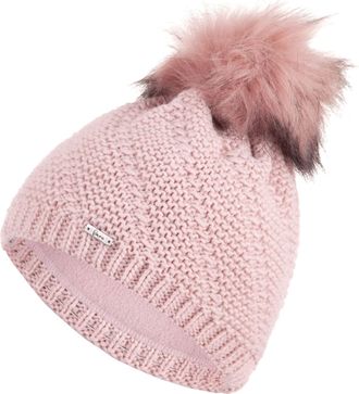 Faera Winterm&uuml;tze M&uuml;tze Damen warm gef&uuml;ttert Kunstfell Bommelm&uuml;tze Fleecefutter Winter Herbst Strickm&uuml;tze Beanie M&auml;dchen 64, Farbe:Rosa