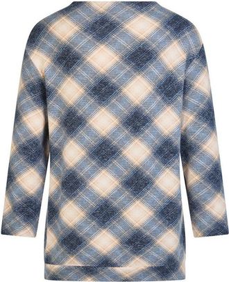 Rabe Langarmshirt im Karo-Look und mit Viskose/Stretch