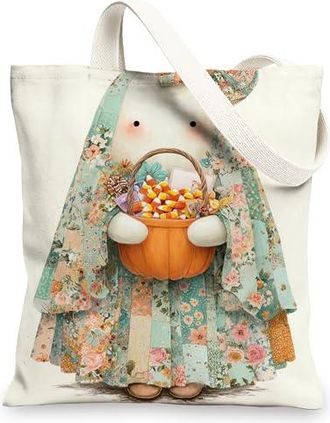 Generic Sac fourre-tout vintage en toile à motif floral, sac à provisions réutilisable, léger et lavable avec bandoulière, multicolore, 13x15 Inch