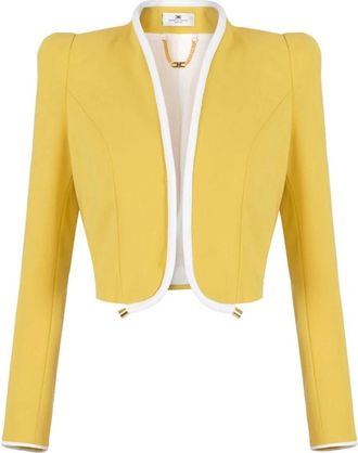 Elisabetta Franchi Femme, Vestes, Jaune, Taille: 42 FR Cropped Blazer