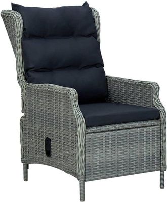 vidaXL Vidaxl - Chaise inclinable de jardin coussins R&eacute;sine tress&eacute;e Gris clair