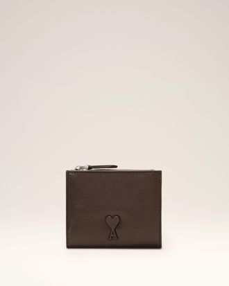 Ami Portefeuille Voulez-Vous marron pli&eacute; en cuir de vachette Cafe Fonce - TU - Unisex