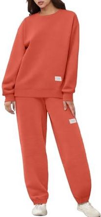 Generico Combinaison compl&egrave;te pour femme, homme, sport, 2 pi&egrave;ces, couleur unie, col rond minimaliste, &eacute;l&eacute;gant, d&eacute;contract&eacute;, l&eacute;ger, incurv&eacute;, sans capuche, panta