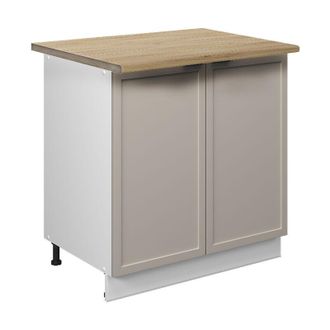 Vicco Meuble bas sous-&eacute;vier Fame-Line, GrisBeige, 80 cm avec &eacute;tag&egrave;re, pt Ch&ecirc;ne