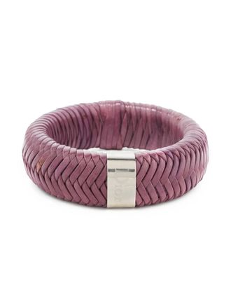 Dior Geflochtenes Lederarmband - Silber