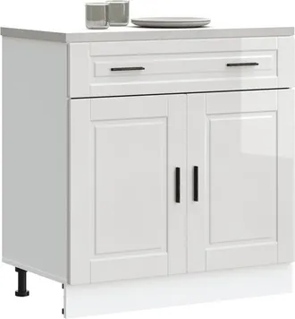 vidaXL Vidaxl - Armoire de cuisine Porto blanc brillant bois ingénierie