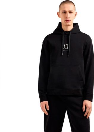 A|X Armani Exchange Herren Icon Project Embroidered Logo Hooded Sweatshirt, Schwarz, XS