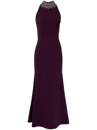 Jenny Packham robe mi-longue Pechora à ornements en cristal - Violet