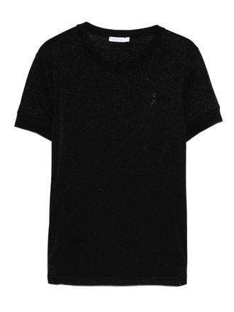 Patrizia Pepe t-shirt en maille fine à manches courtes - Noir