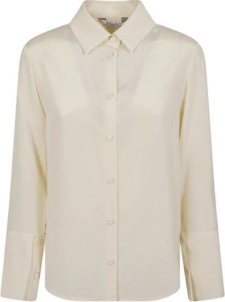 Max Mara Femme, Blouses et Chemises, Beige, Taille: 36 FR Voliera Silk Cady Shirt