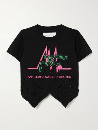 Conner Ives Haut À Col Roulé En Jersey Satiné Et En Coton À Superposition, Découpes Et Broderies Schiffili - Noir