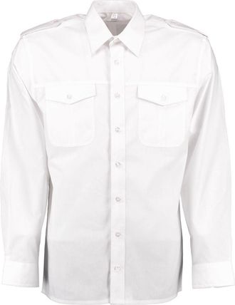 Condor Herren Langarm Pilotenhemd ohne abnehmbare Schulterklappen Kleyad, Größe:39/40, Farbe:weiß