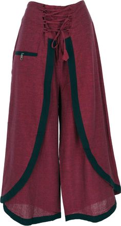 Guru Shop Palazzohose, Boho Hosenrock, Orienthose, Sommerhose - Weinrot, Damen, Baumwolle, Size:S