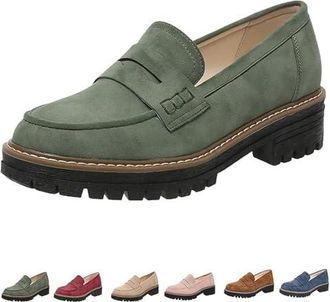 Generico Mocassins Femme Slip On Loafers Doux avec Plateau Chaussures D&Eacute;t&eacute; Confortable &Eacute;l&eacute;gant Printemps &Eacute;t&eacute; Automne, vert, 40 EU