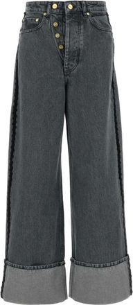 Ganni Femme, Jeans, Noir, Taille: W27 Jean Baggy Double Braguette
