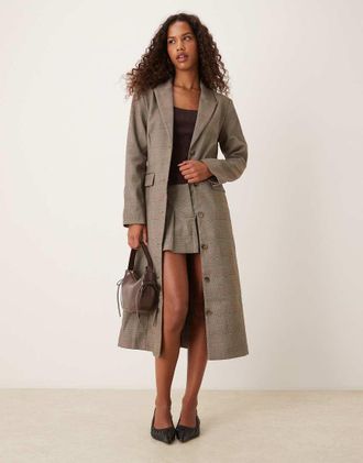 Asos Eleganter Longline-Blazer mit Karomuster, Kombiteil-Brown