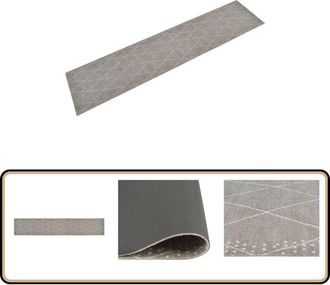 vidaXL K&uuml;chenteppich Waschbar Raute 60x300 cm Samt - K&uuml;chenl&auml;ufer - Samt - Laufmatte - Rutenmuster - Grau