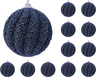 Kaemingk Weihnachtskugeln Kunststoff 8cm x 12 Stück Glitzer Styropor geriffelt Christbaumkugeln Weihnachtsbaumkugeln für Weihnachten - Christbaumschmuck & Weih