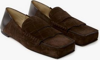 Jacquemus quadratische Mokassins in der Croco -geprägten Lederkruste