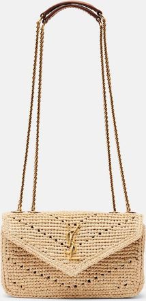 Saint Laurent Schultertasche Loulou Mini aus Raffiabast