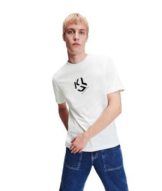 Karl Lagerfeld Karl Lagerfeld Jeans, Homme, T-Shirt &Agrave; Manches Courtes Avec Logo Monogramme, Coupe R&eacute;guli&egrave;re, Blanc, XL