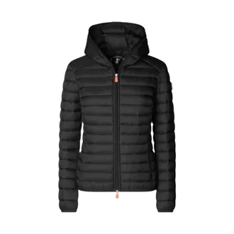 Save The Duck Schwarze Steppkapuzen-Daunenjacke - - Jackets - Damen - Schwarzk - 3XS