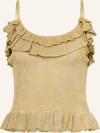 BA&SH Ba&Sh Stricktop Zaria Mit Glitzergarn Und Volants gold
