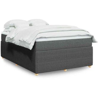 vidaXL Boxspringbett mit Matratze Dunkelgrau 140x200 cm Stoff Vidaxl