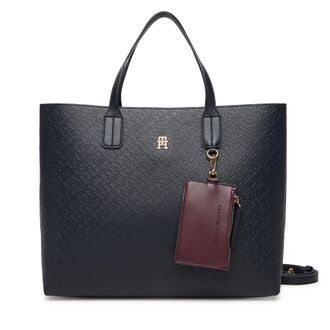 Tommy Hilfiger Handtasche Tommy Hilfiger Th Icon Satchel Mono AW0AW18123 Dunkelblau