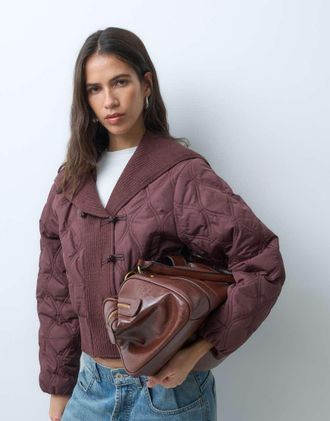 Miss Selfridge Steppjacke in Schokobraun-Keine Farbe