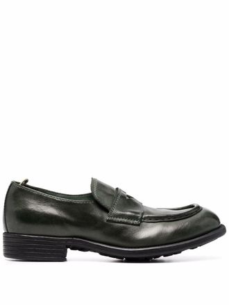 Officine Creative mocassins en cuir &agrave; effet brillant - Vert