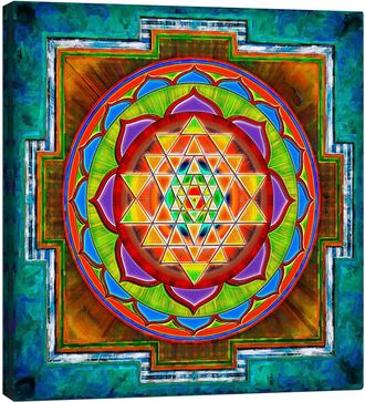 Posterlounge Intuition Sri Yantra - Artwork II Leinwandbild von Dirk Czarnota 50 x 50 cm Bunt Wandbilder Wanddeko