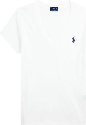 Polo Ralph Lauren Femme, Tops, Blanc, Taille: 42 FR T-shirt col en V droit en coton