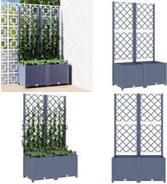 vidaXL Vidaxl - Jardini&egrave;re avec treillis bleu gris 80x40x136 cm pp - Jardinier - Pot Plante - Bac Culture - Support Vignes - Tomate Grimpante - Home & Living