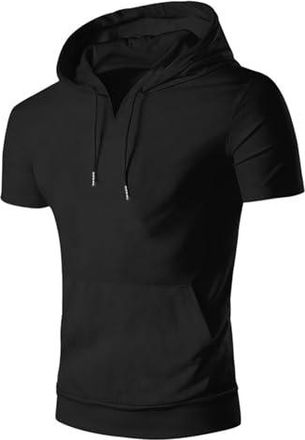 Generic T-shirts à capuche pour homme | T-shirts à col en V avec cordon de serrage | T-shirt à capuche à manches courtes | Sweat à capuche décontracté dété dé