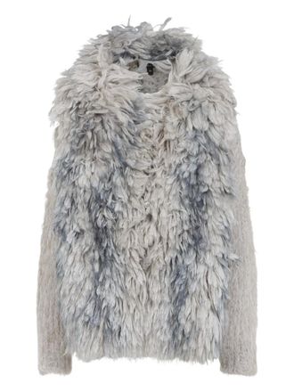 Giorgio Armani Shaggy Cardigan mit Stehkragen - Rosa