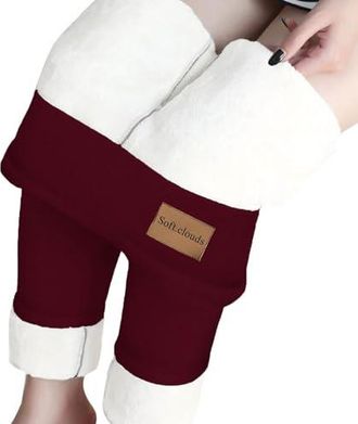 Generic Leggings thermiques pour femmes dhiver avec doublure en polaire, thermopantalon, taille haute, sport, leggings en peluche, pantalon thermique dhiver, 
