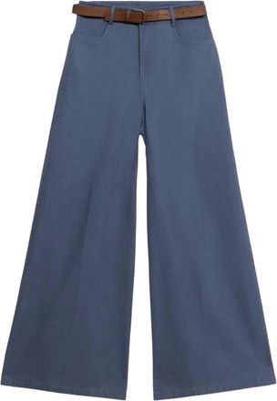 Oltre Femme, Pantalons, Bleu, Taille: 42 FR Pantalon Palazzo en Drill de Coton