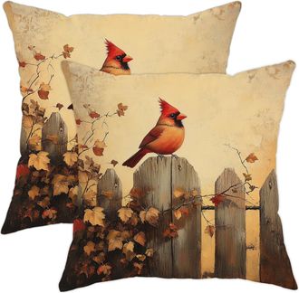 Generic Fall-Kardinalvogel Dekokissenbezug Mit Rei&szlig;verschluss Dekokissen Weich Sofakissenbezug F&uuml;r Schlafzimmer B&uuml;ro Heimdekoration 45X45Cm 2Er Set