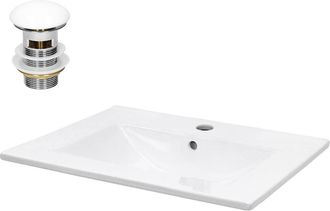 ECD Germany Waschbecken Waschtisch 610x465x175 mm Keramik Wei&szlig; inkl Ablaufgarnitur mit &Uuml;berlauf Einbaubecken Einbauwaschbecken Handwaschbecken Einbauwaschtisch Au