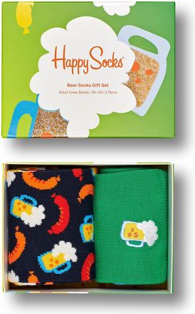 Happy Socks HappySocks 2-Pack Beer Socks, farbenfrohe und verspielte, Socken für Männer und Frauen, Grün (36-40)