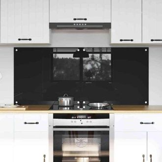 vidaXL K&uuml;chenr&uuml;ckwand Schwarz 70 x 60 cm Geh&auml;rtetes Glas vidaXL