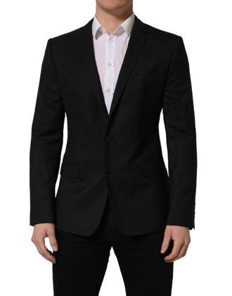 Dolce & Gabbana Mens Black Wool Single Breasted Blazer Jacket Vigin Clothing
