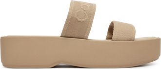 Calvin Klein Pantoletten Calvin Klein Flatform Sndl Webbing HW0HW02878 Beige