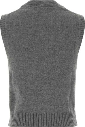 Ganni Womens Grey Wool Blend Vest Paloma Giacche E Gilet Jacket