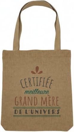 Fabulous Sac Shopping Tote Bag Aspect Lin - Certifi&eacute;e meilleure Grand m&egrave;re de lunivers - Sac de Courses Toile Epaisse 360g Beige Naturel Cabas Port&eacute; Epaule Sol
